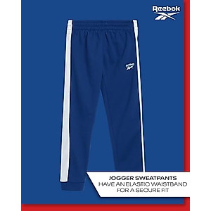 Reebok Baby Boys' Active Sweatsuit - 2 Piece Fleece Hoodie Sweatshirt and Jogger Sweatpants - Clothing Set Toddler/Boy, 2T-7, Size 7, Chalk