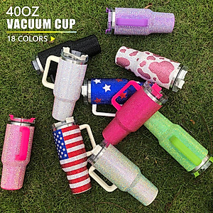 Cupcupmore 40oz Print Bling Rhinestone Stainless Steel Sippy Tumbler Glitter Vacuum Insulated Water Bottle with Straw & Lid &Handle,Thermos for Hot & Cold Drinks,Car Cup Holder (Bride White, 40 oz)