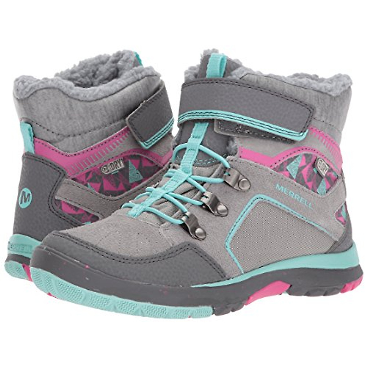 Merrell Kids' Unisex M-Moab Fst Polar Mid A/C Wtrpf Hiking Boot, Grey/Multi, 2 Wide US Little Kid