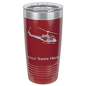 LaserGram 20oz Vacuum Insulated Tumbler Mug, Military Helicopter 2, Personalized Engraving Included (Maroon)
