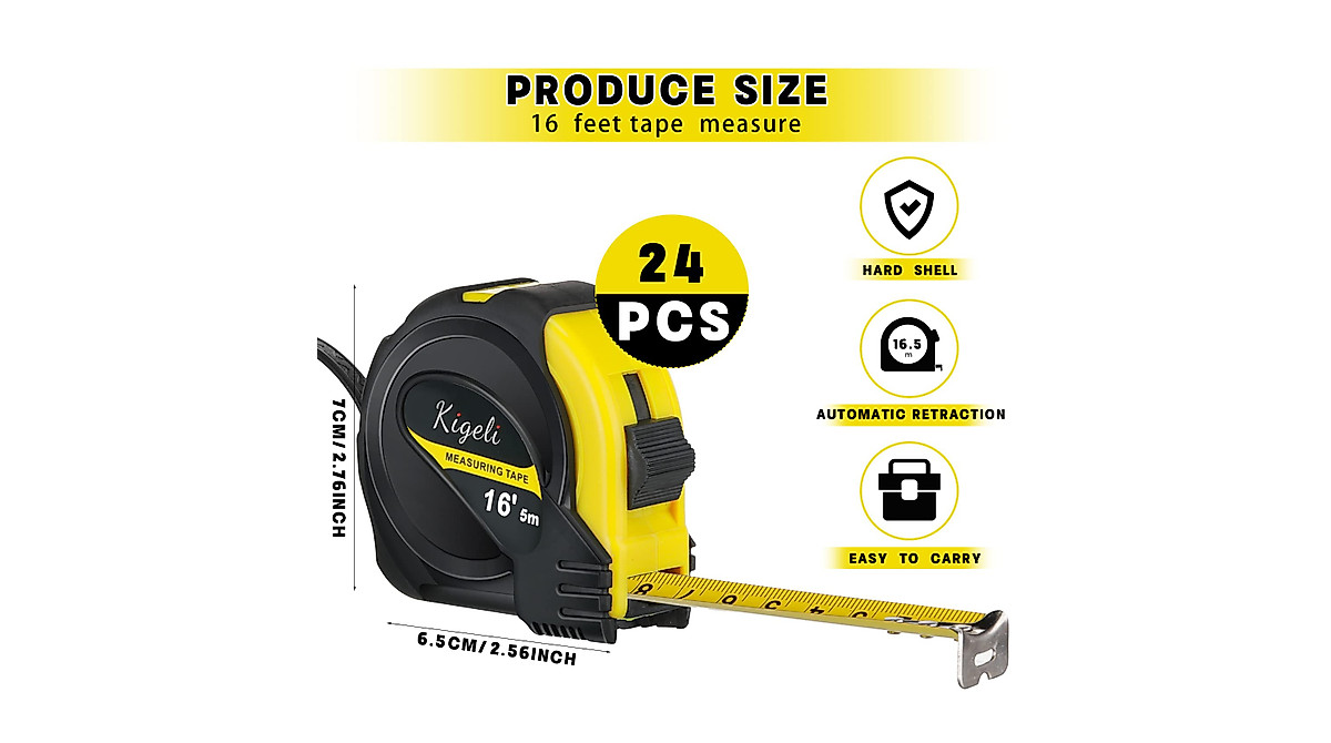 24 Pack 16 ft Retractable Tape Measure - Easy Read