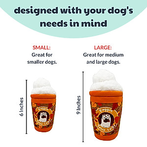 Huxley & Kent for Dogs | Puggin Spice Latte (Small) | Fall Funny Dog Toy | Power Plush Dog Toy with Squeaker | Dog Gift | Fun, Durable, and Safe | H&K Squeaky Dog Toy