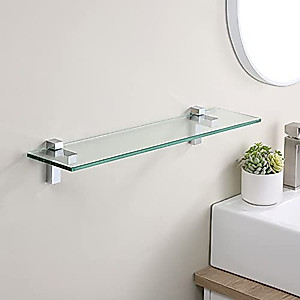 KES Bathroom Shelf 24 Inch Glass Shelf Wall Mounted Tempered Glass Shelf Polished Chrome Finish, BGS3201S60