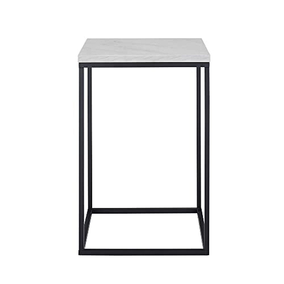 Walker Edison Modern Open Square Wood Side End Accent Table Living Room Storage Small End Table, 16 Inch, Marble