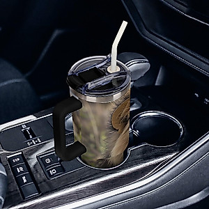 FZQVSGW Lion Sticks Out Tongue 40 Oz Tumbler with Handle And Straw Stainless Steel Vacuum Insulated Tumblers Reusable Keep Drinks Cold Coffee Cup Holder Friendly Gifts for Women Men Car Gym Travel