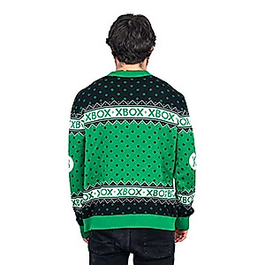 Ripple Junction Adult Unisex X-Box System Gaming Big X Logo Holiday Ugly Christmas Sweater - X-Large - Funny Video Game Christmas Sweater Green