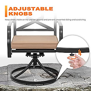 NUU GARDEN 3 Pieces Patio Furniture Set Rocking Bistro Set,Outdoor Patio Bistro Set with Round Coffee Table and 2 Swivel Rocker Chairs for Garden Balcony Backyard Poolside,Black and Beige