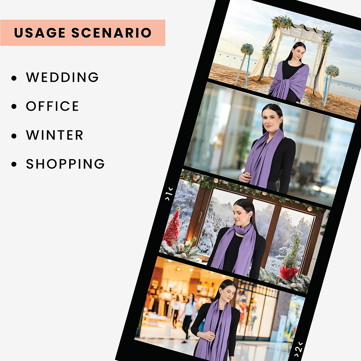 PASHWRAP 100% Himalayan Ultra Thin Cashmere Wrap |Soft Lightweight Cashmere Scarf | Kashmiri Pashmina Shawl | Luxury Gift For Women | Ideal For Travel (Mauve)