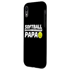 iPhone XR Softball Papa For Men Family Matching Yellow Softball Papa Case