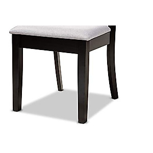 Baxton Studio Clarke Dining Chair Set and Dining Chair Set Grey Fabric Upholstered and Espresso Brown Finished Wood 4-Piece Dining Chair Set