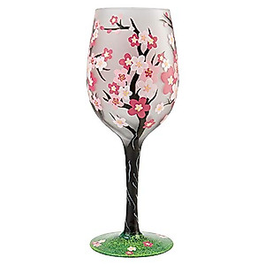 Enesco Designs by Lolita Cherry Blossom Artisan Wine Glass, 15 Ounce, Multicolor,6007483