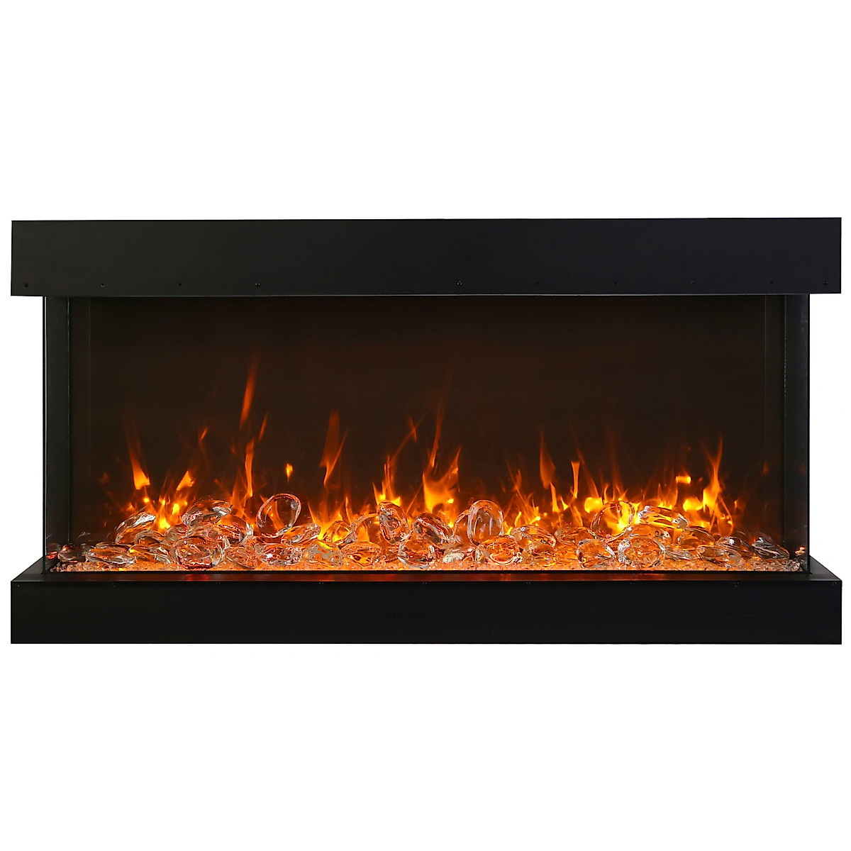 40-TRU-View-XL XT - 3 Sided Electric Fireplace 40 Inch, 3-Sided Glass Fireplace Heater w/Remote Control & 8H Timer, Thermostat, Black, Adjustable Brightness, Realistic Flame Effects