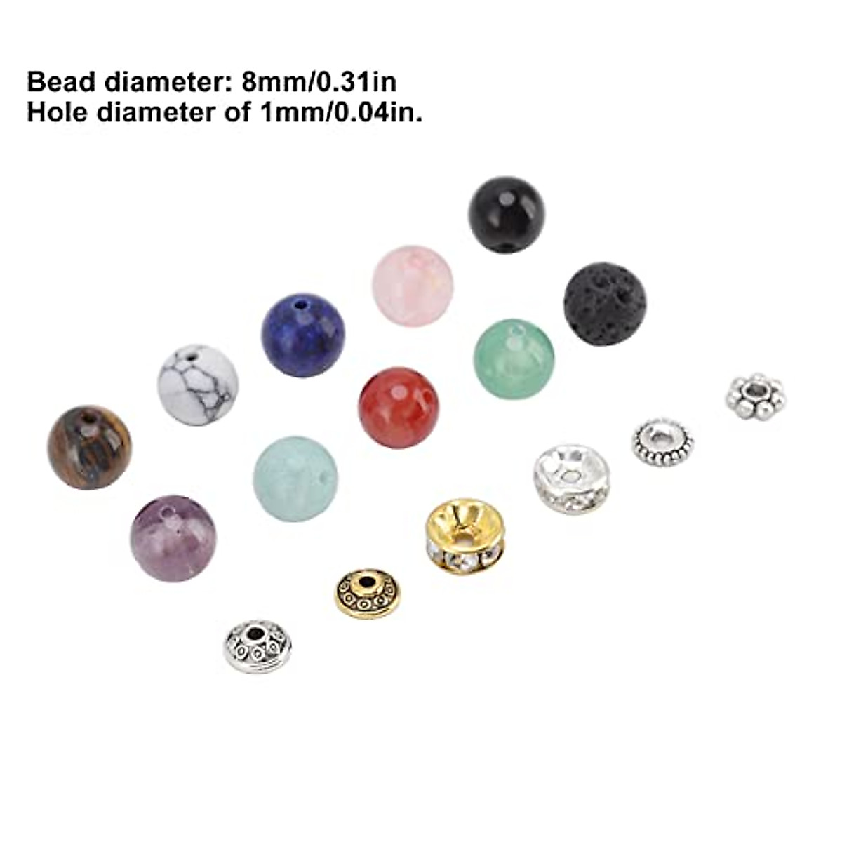 Natural Stone Beads, 240 Pcs Natural Crystal Jewelry Beads, 8mm Round Stone Beads,10 Styles Multicolors,Crystal Chips Gemstone Beads Kit for Jewelry Making