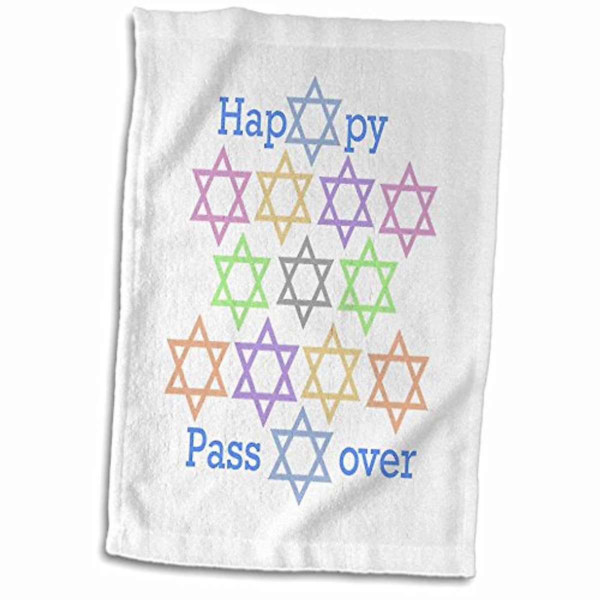 3D Rose Image of Happy Passover with Rows of Stars of David Hand Towel, 15" x 22"