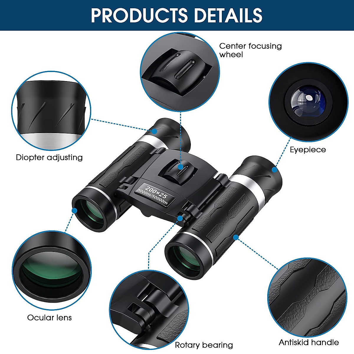 200x25 Compact Binoculars for Adults and Kids, High Powered Mini Pocket Binoculars, Waterproof Small Binocular for Bird Watching, Hunting, Concert, Theater, Opera, Traveling, Sightseeing