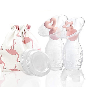 BumbleBee Manual Breast Pump with 2 Pack Breastfeeding Milk Saver Pink Star &Heart Stopper& lid in Gift Box Similar Breast Pump…