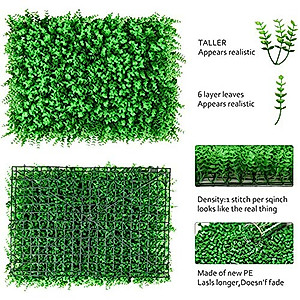CNCEST 12pcs Artificial Simulation Boxwood Hedge Wall Plant Panel Waterproof Outdoor Plant Panels Grass Fence 60x40x4cm (12Pcs)
