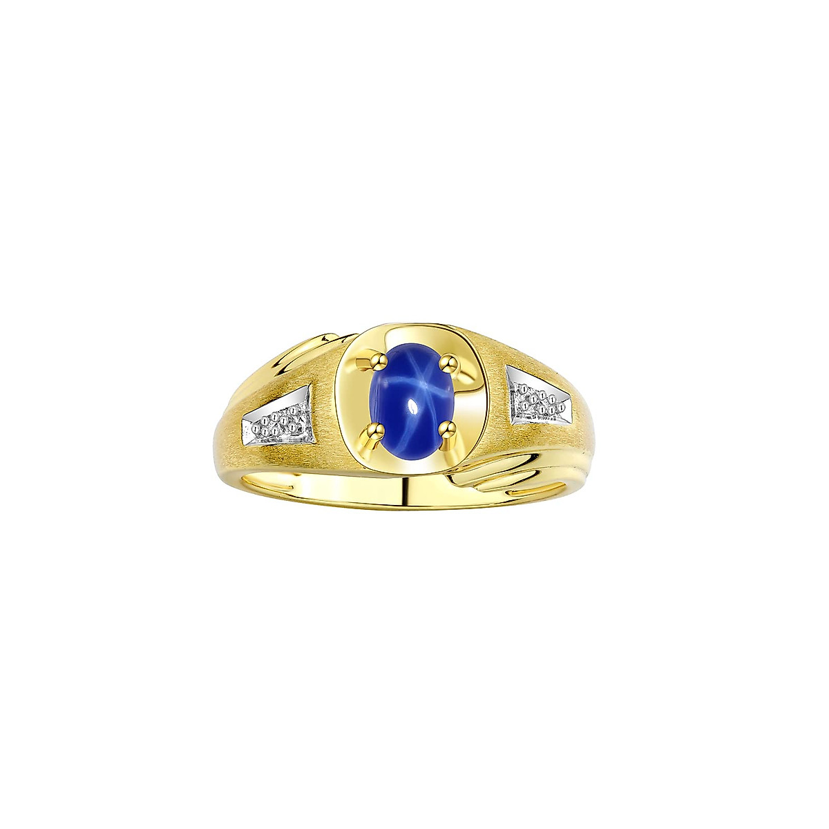 Rylos Classic Beautiful Blue Star Sapphire & Diamond Ring - September Birthstone* Size 8