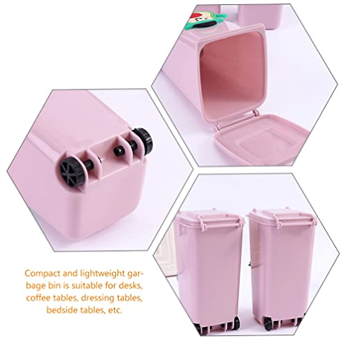 ULTECHNOVO Recycle Bin Small Trash Can with Lid, 2pcs Plastic Mini Wastebasket with Avocado Pattern for Home Office Kitchen Vanity Bedroom Bathroom and Funny Gift Garbage Truck