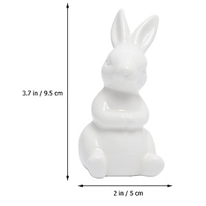 BESPORTBLE 2pcs Ceramics Bunny Figurine Easter White Bunny Figurines Home Decor Rabbits Ornaments for Home Easter Garden Micro Landscape Decor