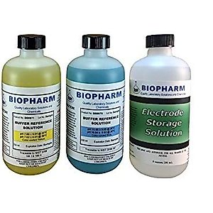 pH Buffer Calibration Kit: 3×250-mL (8.4 fl oz) Bottles, one pH 7.00 Buffer, one pH 10.00 Buffer, and one Electrode Storage Solution — NIST Traceable Reference Standards