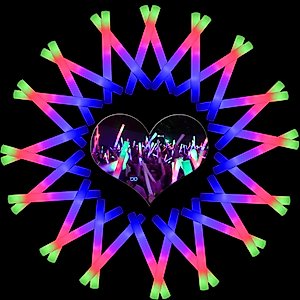 EXCECAR 102 Pcs Foam Glow Sticks, LED Foam Sticks with 3 Modes Colorful Flashing, Glowing in The Dark Party Supplies for Wedding Birthday Raves Concert Festivals Sporting Events