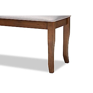 Baxton Studio Cornelie Modern and Contemporary Transitional Grey Fabric Upholstered and Walnut Brown Finished Wood Dining Bench