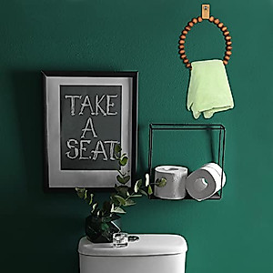 Vesici 2 Pcs Handmade Boho Towel Rack Bead Round Wood Ring Wall Mounted Bathroom Decor Wooden Bath Rings Rustic Farmhouse Hand Holder for Kitchen Stand Accessories