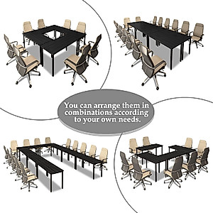 Bonzy Home Conference Tables 8ft Office Computer Desk for Meeting Room Study Writing Printer Podcast Table Save Space Design for 10 People Modern Black 4PCS (94.4"x47.2"x29.5", Black)