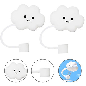 2pcs Straw Tips Cover Cloud Shape Straw Tips Cover Silicone Straw Plugs Reusable Straw Covers Plugs Party Straw Cap Drinking Straw Protector for Straw