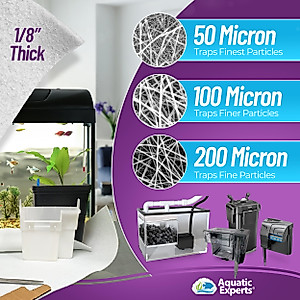 Aquatic Experts Aquarium Polishing Filter Pad, Aquarium Filter Pad, Aquarium Filter Floss for Fish Tank Filters, Water Polishing Pad for Aquarium Filters, (50 Micron, 24" x 36" - 4 Pack)