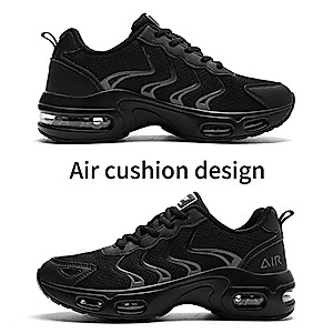 B BEASUR Air Shoes for Women Athletic Sports Workout Gym Tennis Running Sneakers Size 9 - Black/Gray