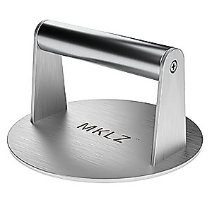 MKLZ Burger Smasher Stainless Steel Bacon Press, 5.9 Inches Round Heavy Duty Burger Smasher with Handle, Bacon Press Grill Press Perfect for Flat Top, Professional Griddle Grill Cooking