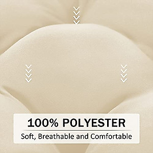 downluxe Outdoor Chair Cushions, Waterproof Tufted Overstuffed U-Shaped Memory Foam Seat Cushions for Patio Funiture, 19" x 19" x 5", Beige, 2 Pack