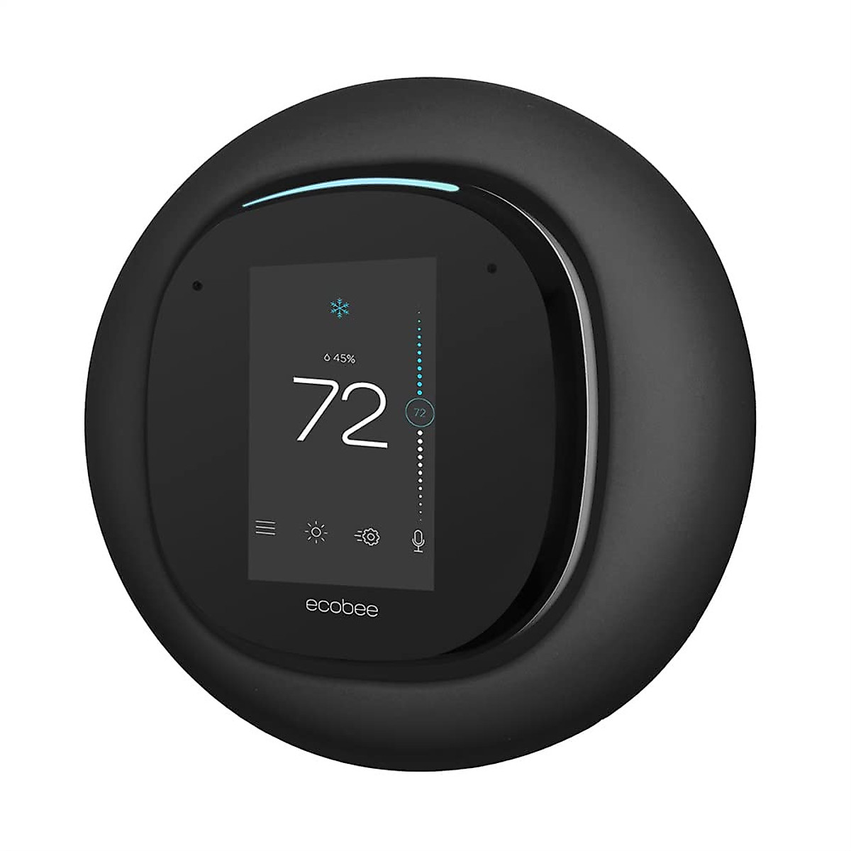 2 Pack DAYJOY Wall Plate Soft Silicone Case Cover Compatible with Ecobee 4 SmartThermostat,Fingerprint Resistant Bracket Mount (Black+Blue)