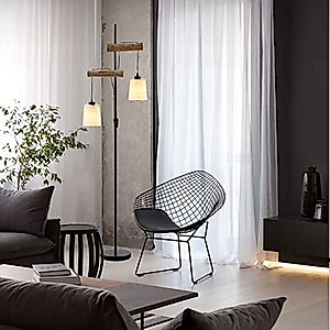 Floor Lamps for Living Room,Farmhouse Industrial Floor Lamps,68 Inch 2 Lights Wood Standing Lamp,Sturdy Base Tall Vintage Pole Light, Metal Black Floor Lamps Bedroom Office Rustic Home (Brown)