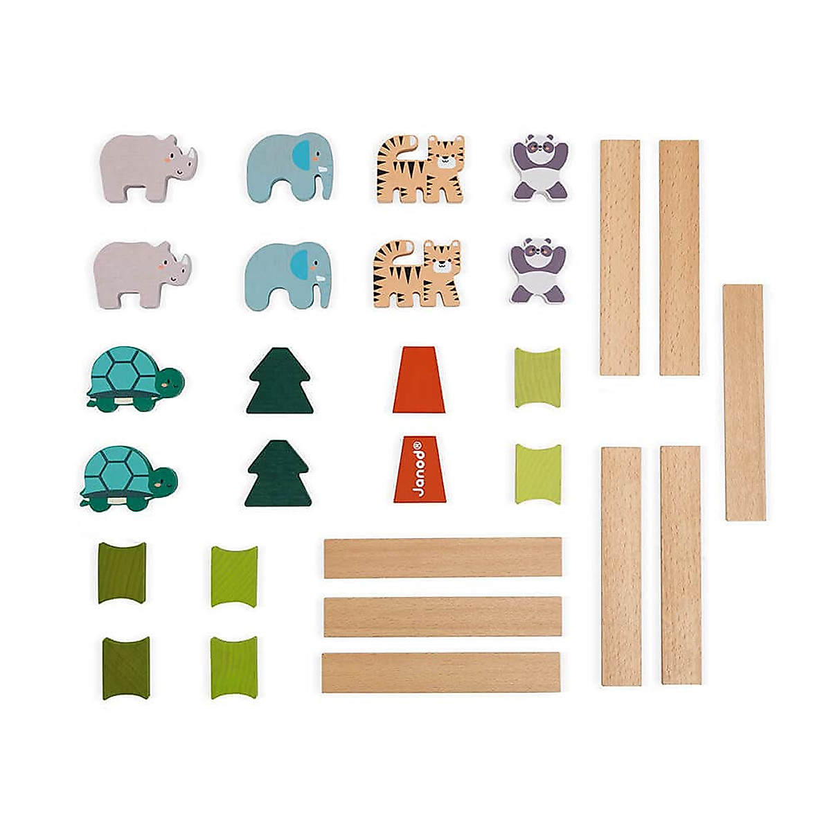 Janod World Wildlife Federation – 28 Piece Wooden Animal Stacking Game - Ages 2+ - J08613