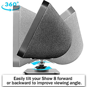 ezbnb Echo Show 8 Stand | Adjustable Aluminum Stand for Echo Show 8 Full Metal 360 Degree Swivel and up Down tilt Rotatable Holder with Strong Magnetic Attachment (Gray)