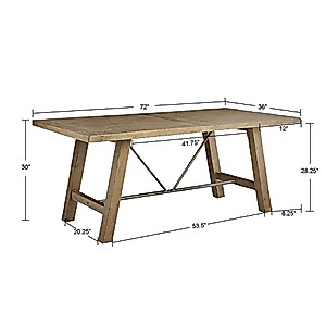 INK+IVY Sonoma Solid Wood Dining Table, Rectangular with Rustic Metal Truss Accent,Trestle Legs, Easy Assembly, Industrial Country, for Kitchen, Entryway, Family, or Bedroom, Reclaimed Grey