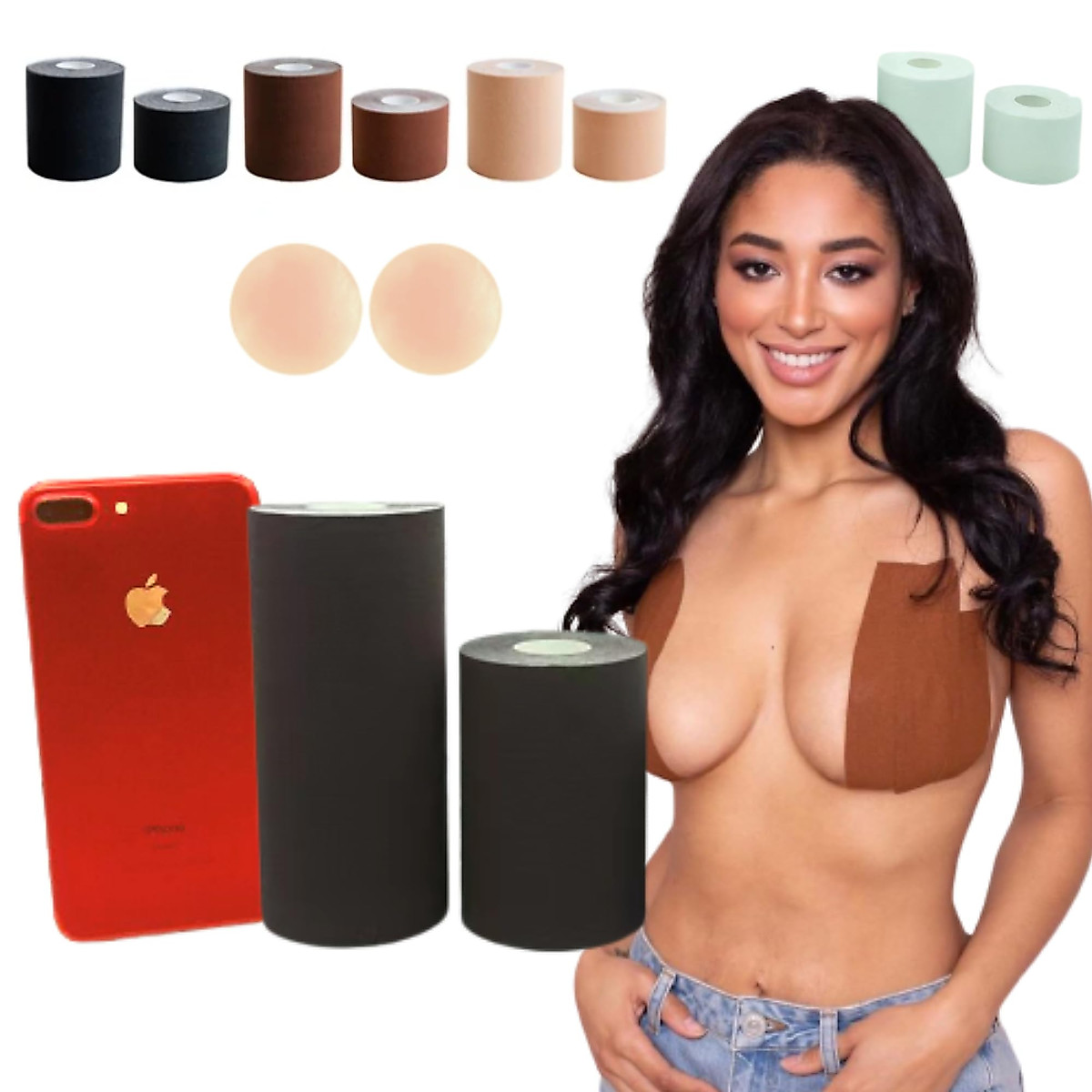 Boobytape Breast Lift Push Up Large Boob Tape Body Lifter Bob Kardashian Black 1 Roll