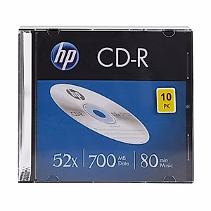 HP CD-R 52x Blank Discs (80 Minutes/700MB) - 10 Pack Slim Jewel Cased Discs