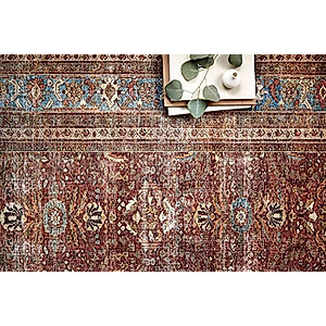 Loloi II Layla Collection LAY-01 Brick/Blue, Traditional 2'-3" x 3'-9" Accent Rug