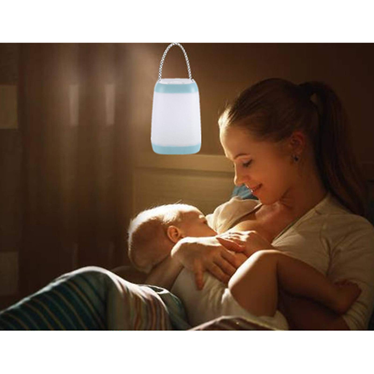 Hathdia Night Light for Kids, USB Rechargeable Nursery Lamp Portable Camping Lantern with 3 Light Modes for Camping,Emergency,Bedroom,Indoor and Outdoor(Cyan, 1 Pack)