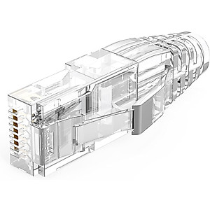 CableCreation RJ45 Connectors, 100-Pack Cat6 Connector, Cat6/Cat5 8P8C Modular Plug Ends with Relief Boots for Solid Wire and Standard Cable, Transparent