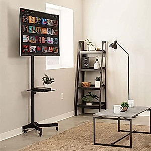 VIVO Mobile TV Cart for 13-60 inch Screens up to 55 lbs, LCD LED OLED 4K Smart Flat and Curved Panels, Rolling Stand, Laptop DVD Shelf, Locking Wheels, Max VESA 400x400, Black, STAND-TV04M