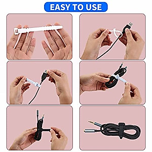 30PCS Reusable Cable Ties, UMUST Silicone Zip Ties,Cord Organizer,Silicone Cable Ties,Cord ties,Cable Straps,Wire Organizer Keeper for Bundling Phone Charging Cable,Wire (black,white,blue)