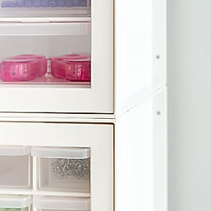 IRIS USA 24 Drawer Stackable Storage Cabinet for Hardware Crafts and Toys, 19.5-Inch W x 7-Inch D x 15.5-Inch H, White - Small Brick Organizer Utility Chest, Scrapbook Art Hobby Multiple Compartment