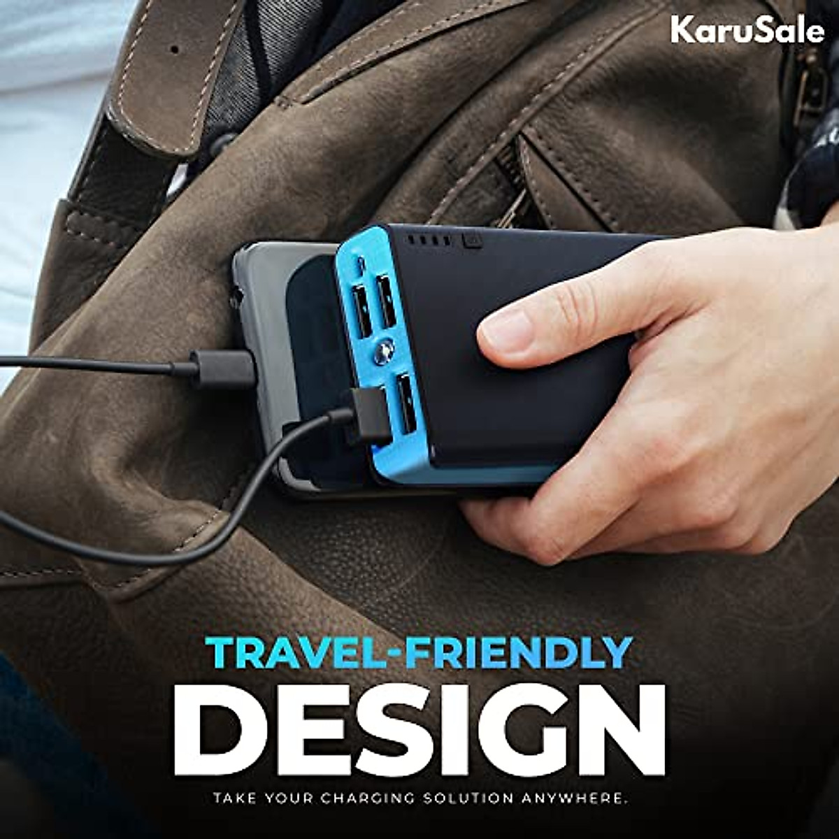 KaruSale 4 USB 50000mAh Power Bank LED External Backup Battery Charger F Phone (Blue)