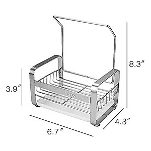 TuuTyss Stainless Steel Sink Caddy Sink Organizer,Holds Sponge for Kitchen Sink with Dish Cloth Hanger