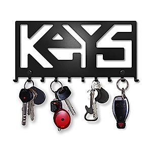 SirHoldeer Key Rack for Wall, Black Key Holder for Wall Decorative, Metal Wall Decor for Office, Hallway, Entryway, Key Hooks Hanging Keys, Small Key Hanger for Wall, Modern Farmhouse Decor